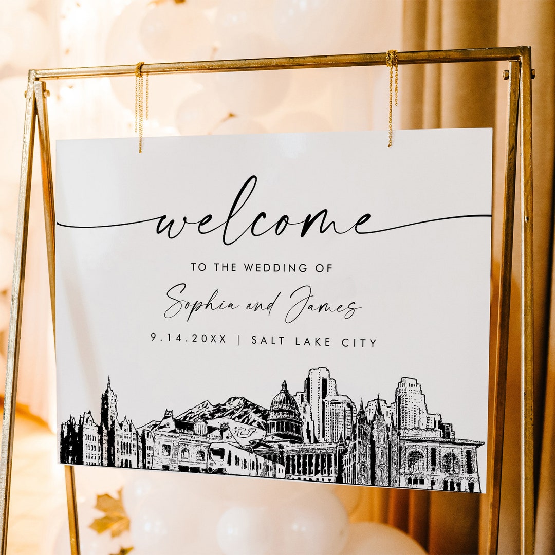Salt Lake City Welcome Sign, Skyline Wedding Sign, Printable Instant ...