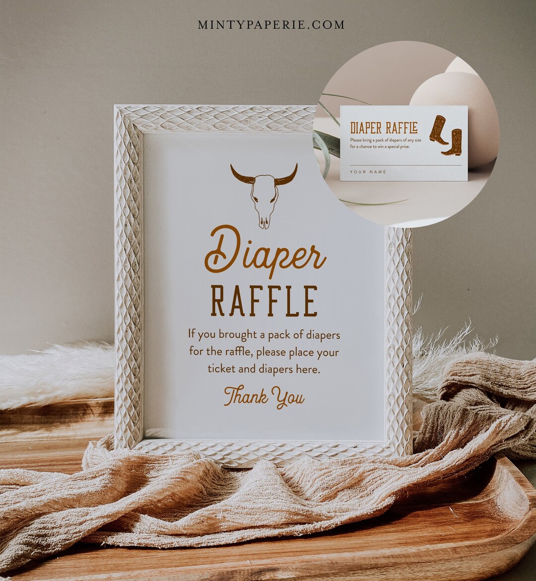 Western Diaper Raffle Game, Printable Ranch Rodeo Neutral Baby Shower ...