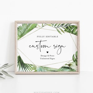 Tropical Custom Wedding Sign Template, INSTANT DOWNLOAD, 100% Editable ...