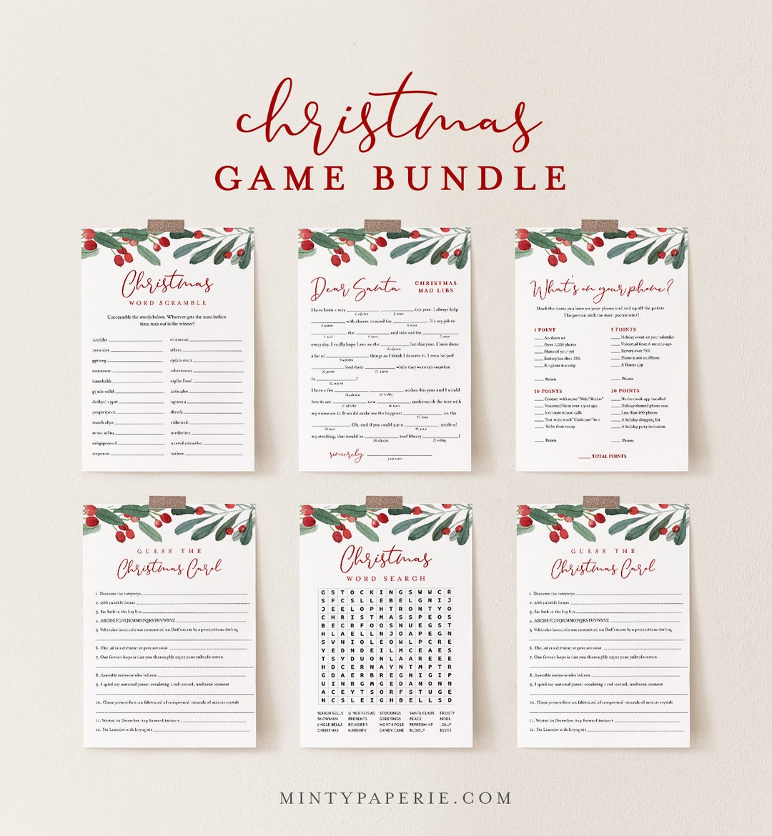 Christmas Game Bundle, Holiday Party Games, Family Fun, 12 Editable ...
