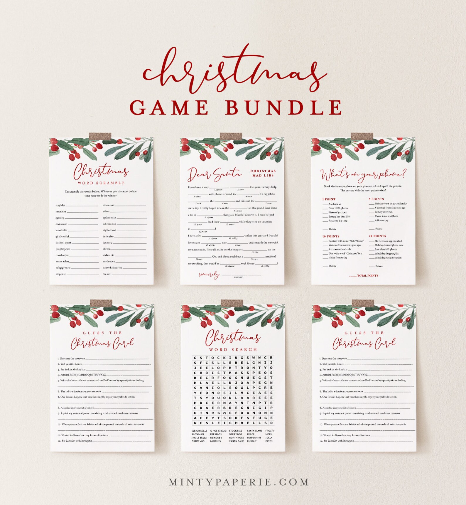 Christmas Game Bundle Holiday Party Games Family Fun 12 | Etsy