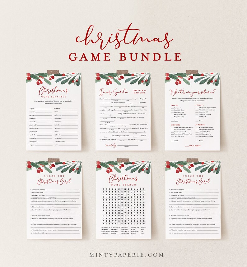 Christmas Game Bundle Holiday Party Games Family Fun 12 | Etsy