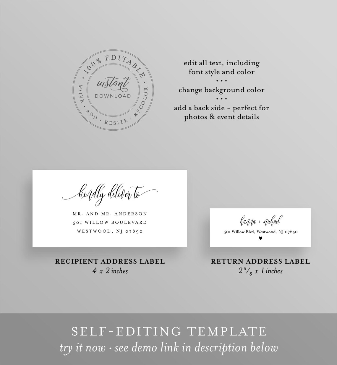 Minimalist Envelope Label Template Printable Return and - Etsy