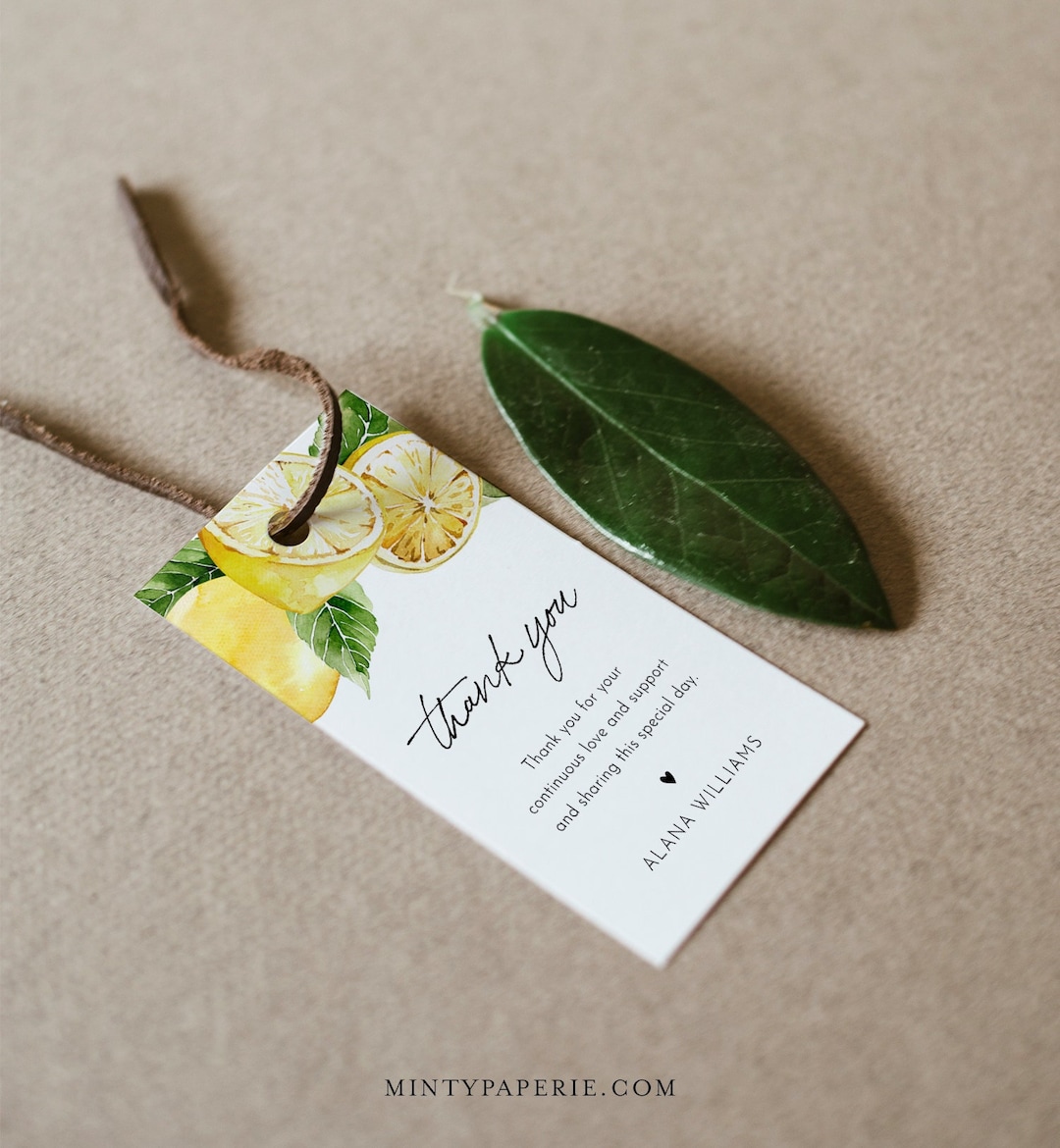 Citrus Lemon Favor Tag for Bridal Shower or Wedding, Welcome Bag Tag ...