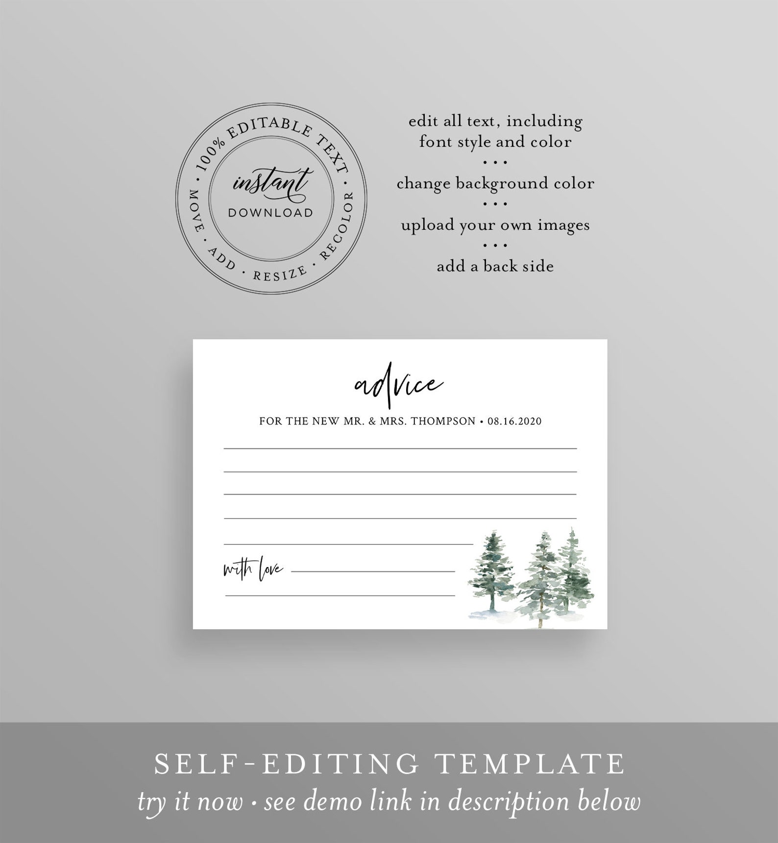 Wedding Advice Card Template Printable Bridal Shower Advice - Etsy