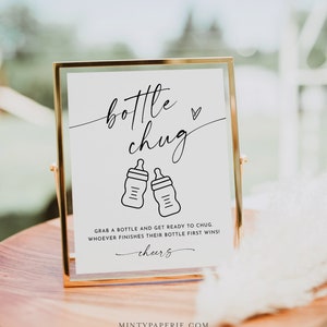 Bottle Chug Baby Shower Game, Baby Brewing, Baby Sign, Drink Game ...