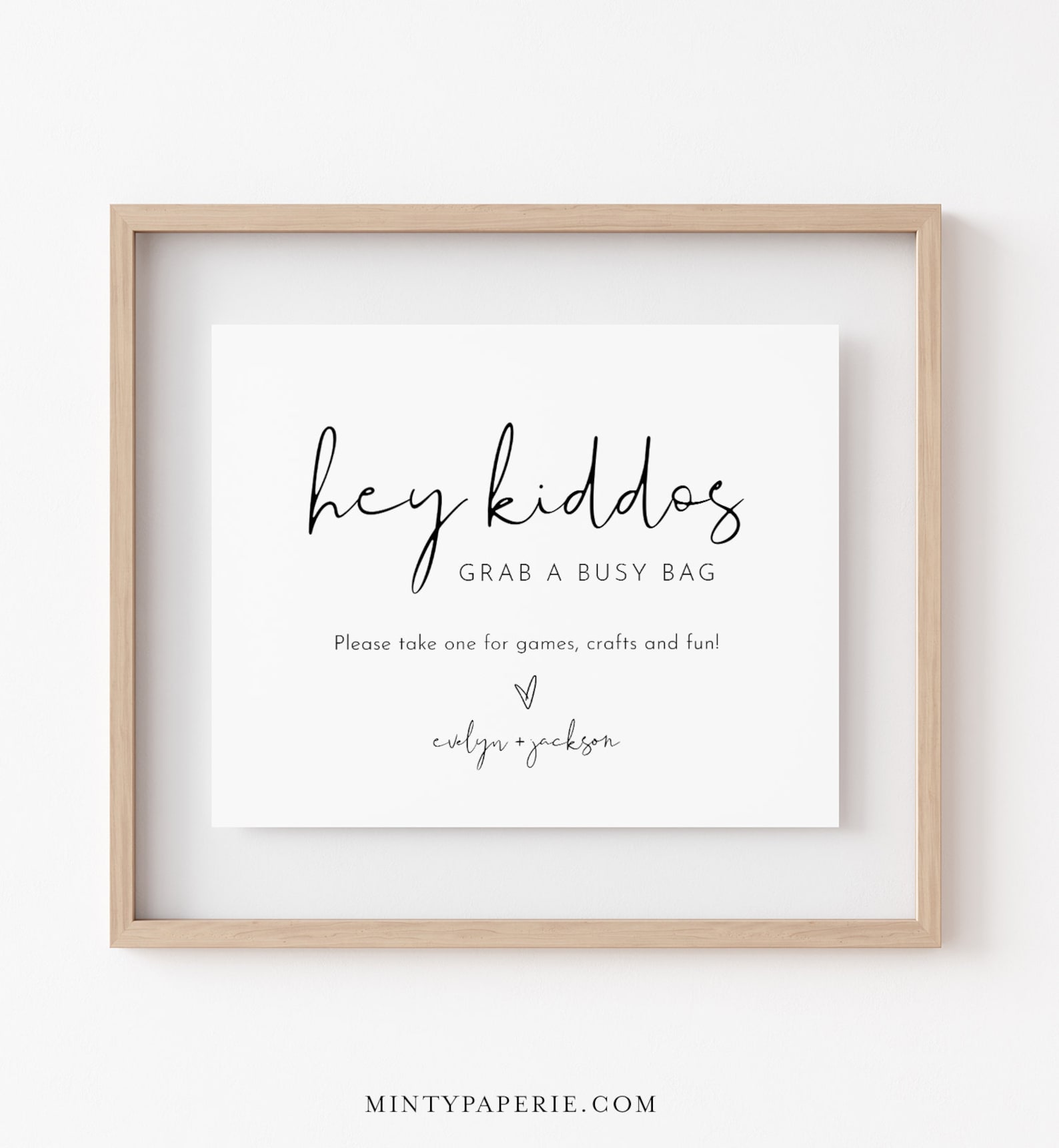 Kids Busy Bag Sign, Wedding Kids Arts and Crafts Bag, Kids Wedding ...