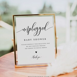 Unplugged Baby Shower Sign, Printable Welcome Sign, No Phone Camera ...