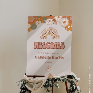 Retro Baby Shower Welcome Sign, Groovy Baby Poster, Hippie, 70's ...