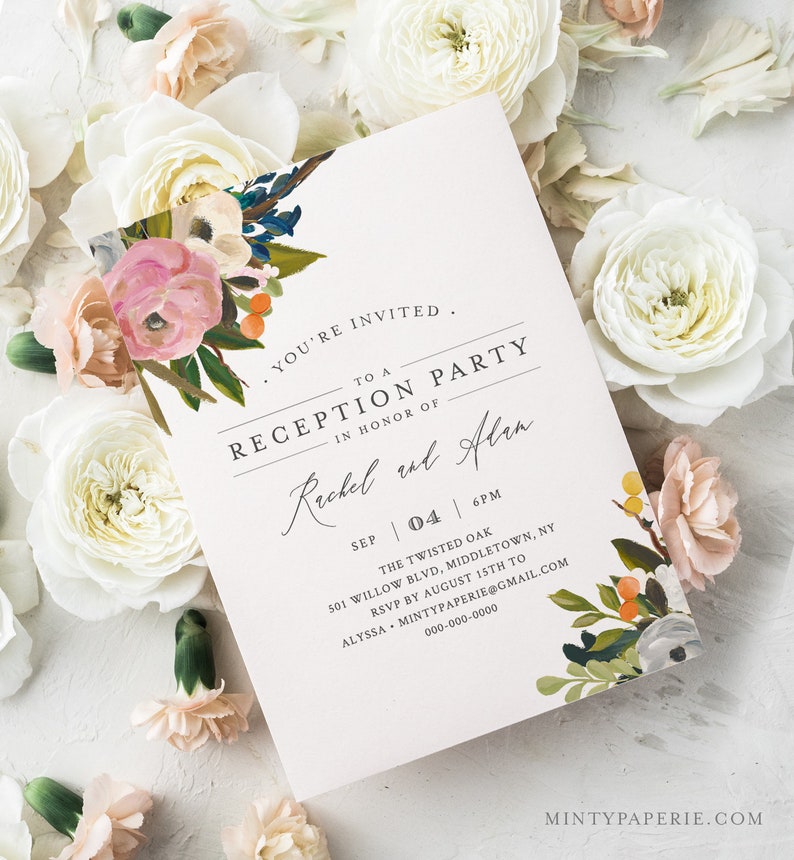 Reception Party Invitation Template Summer Blossom INSTANT | Etsy