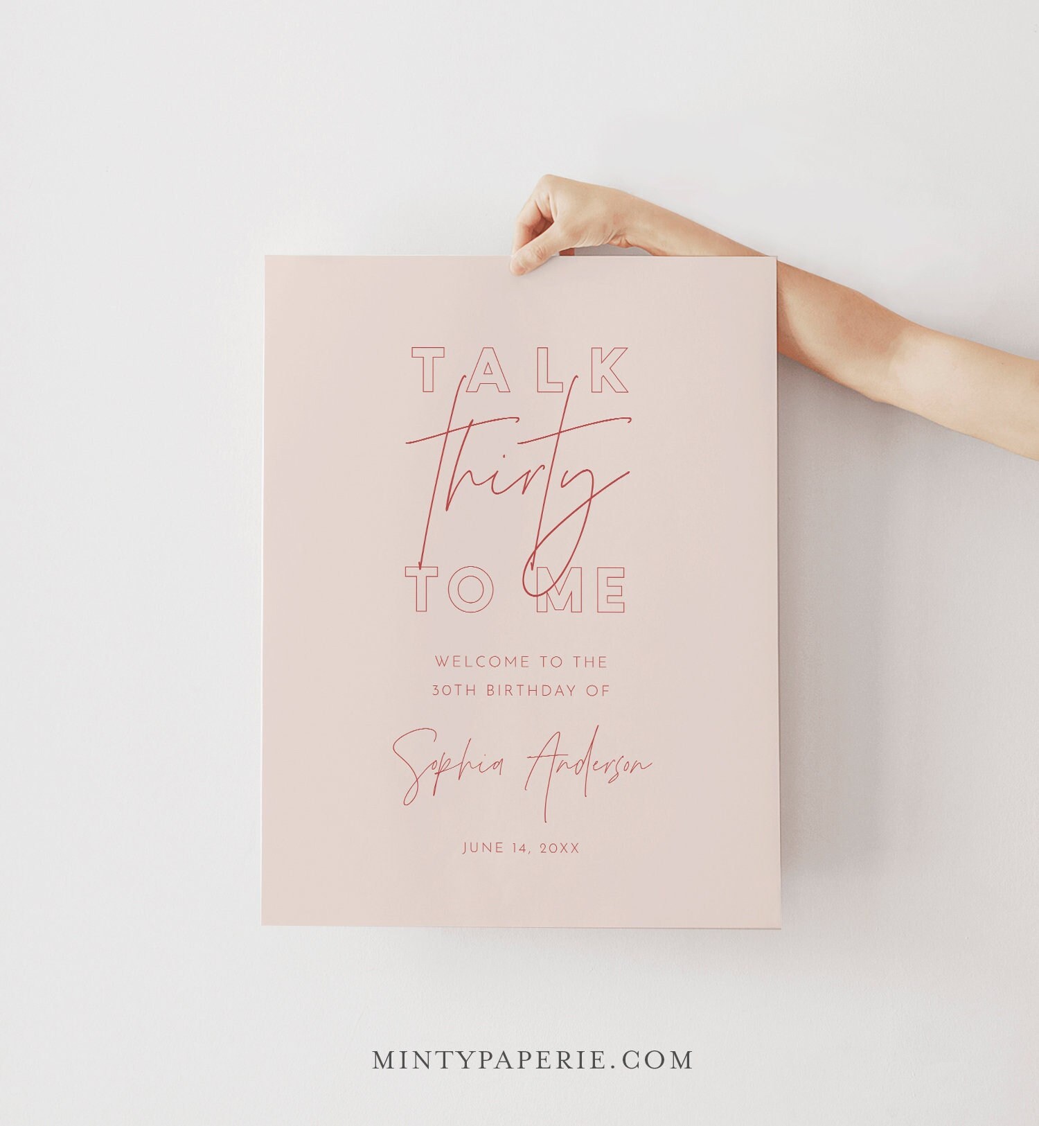 30th Birthday Welcome Sign, Talk Thirty to Me, Modern Minimalist ...