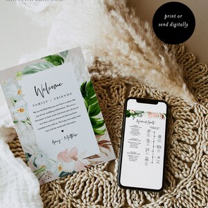 Tropical Welcome Letter & Itinerary Template, Beach Wedding Order of ...