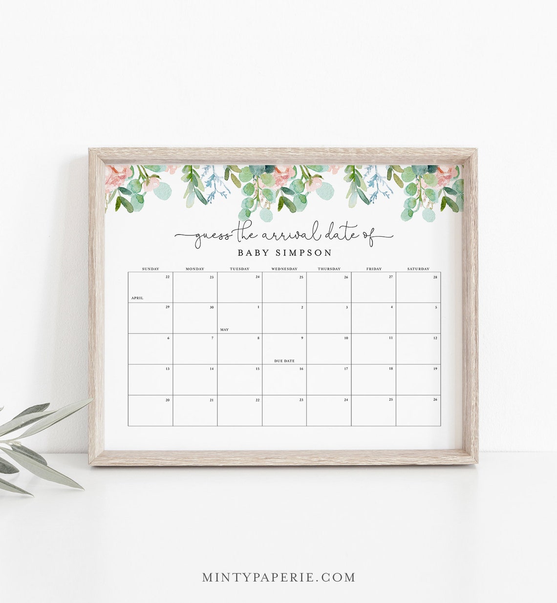 Guess the Birthday Baby Shower Game Baby Due Date Sign Baby - Etsy