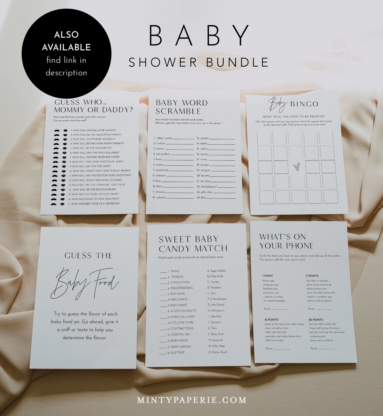 Name That Baby Song Game Template, Printable Minimalist Baby Shower ...