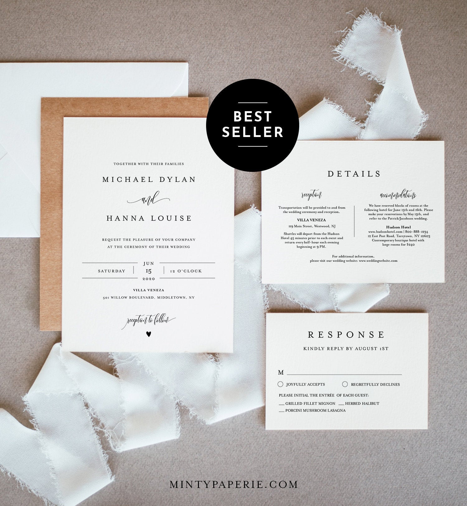 Templates Paper Wedding invitation Modern design Beige Invitation ...