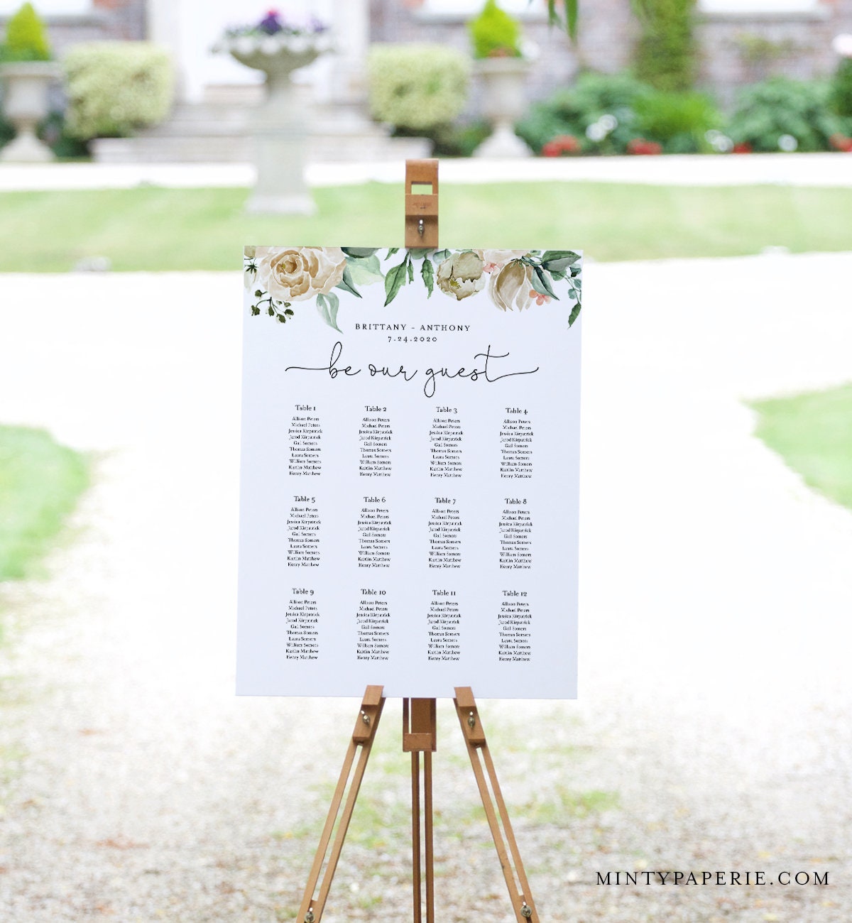 Wedding Seating Chart Template Romantic Rose Seating Sign - Etsy