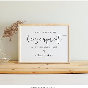 Fingerprint Guest Book Sign, Fingerprint Alternative Wedding Guestbook ...