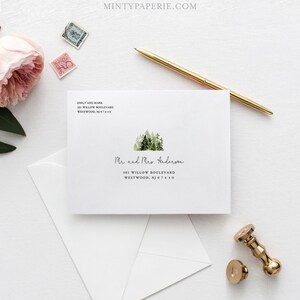 Pine Tree Envelope Template, Printable Woodland Lake Wedding Address ...