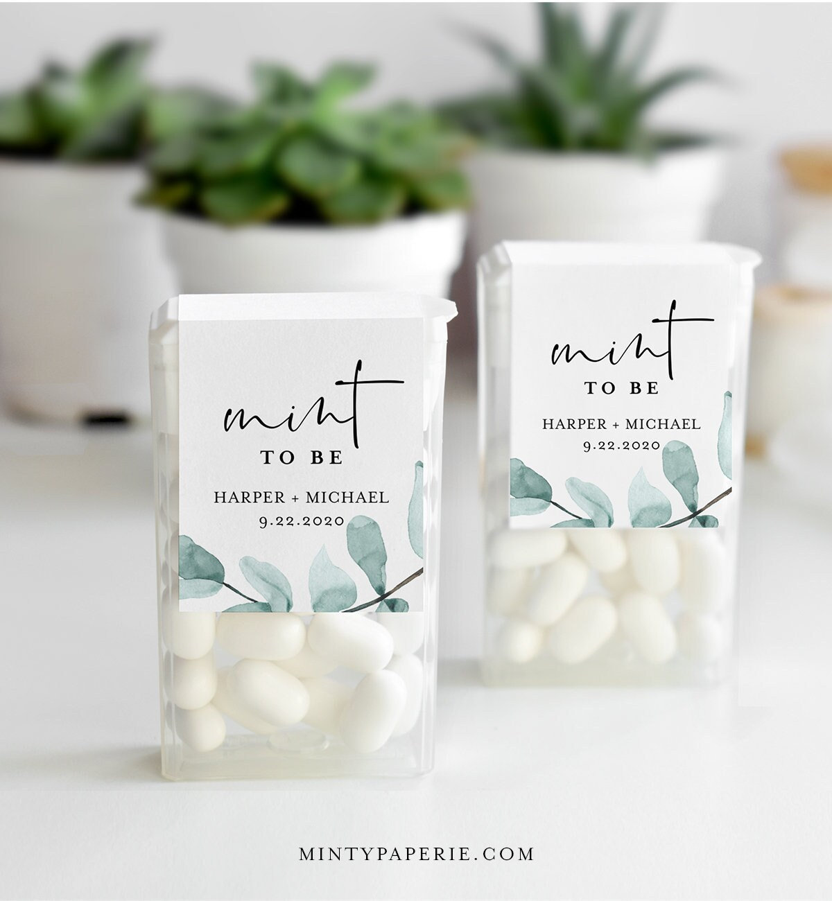 Mint To Be Label Template Tic Tac Wraparound Eucalyptus Wedding Or