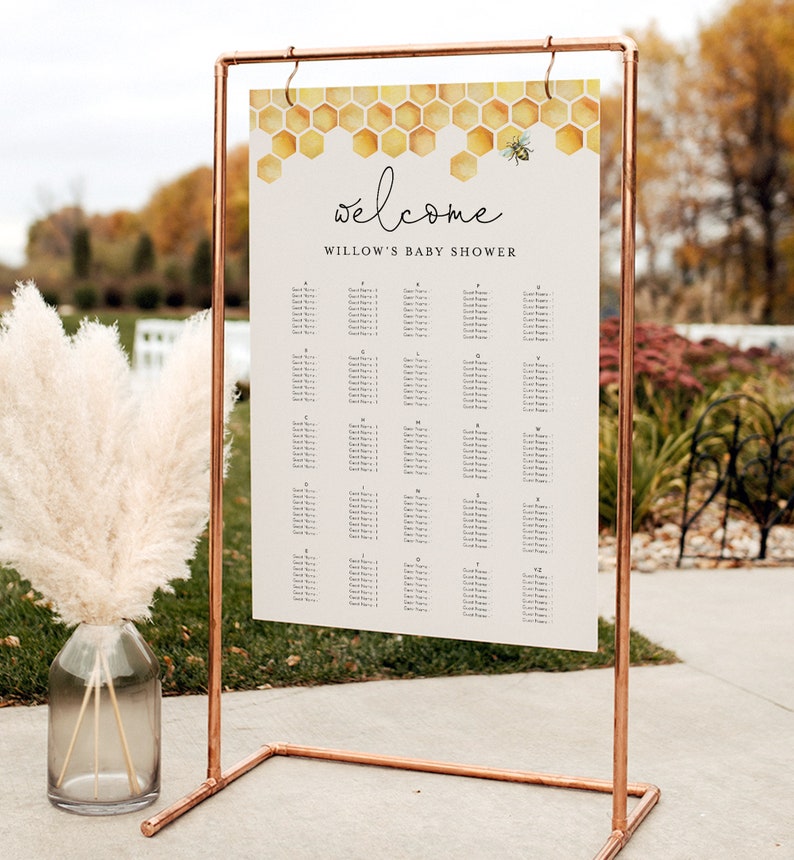Honey Bee Seating Chart Template, Printable Baby / Bridal Shower ...