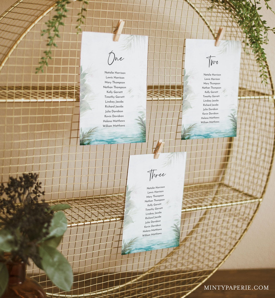 Beach Seating Chart Template, Destination Wedding Seating Cards ...