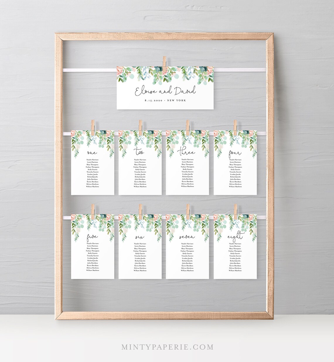 Lush Garden Seating Chart Template Greenery Wedding Seating - Etsy
