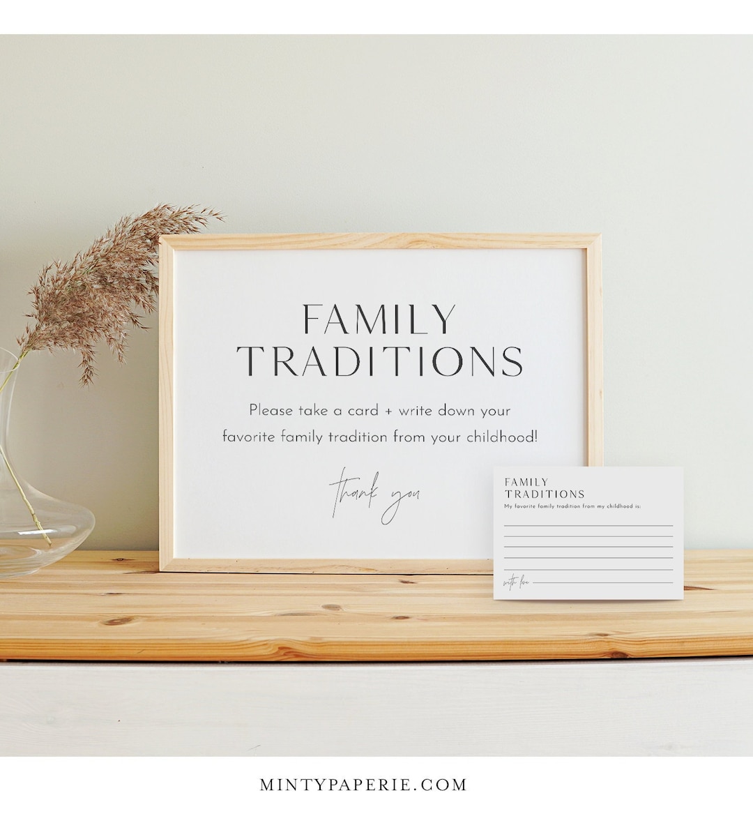 Family Traditions Sign and Card, Baby Shower, Share a Memory, Childhood ...