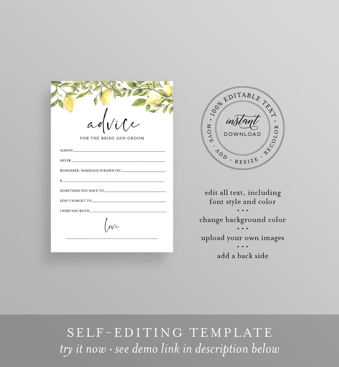 Bridal Shower Advice Card Template Wedding Advice for the - Etsy