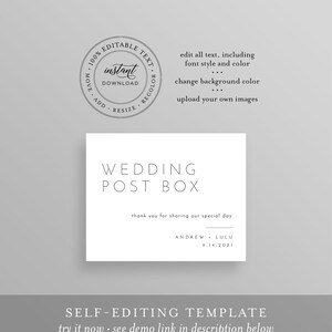 Wedding Post Box Sign, Wedding Card Sign, Minimalist Modern Postbox ...