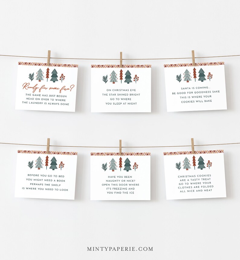 Christmas Treasure Hunt Cards Scavenger Hunt Holiday Party - Etsy