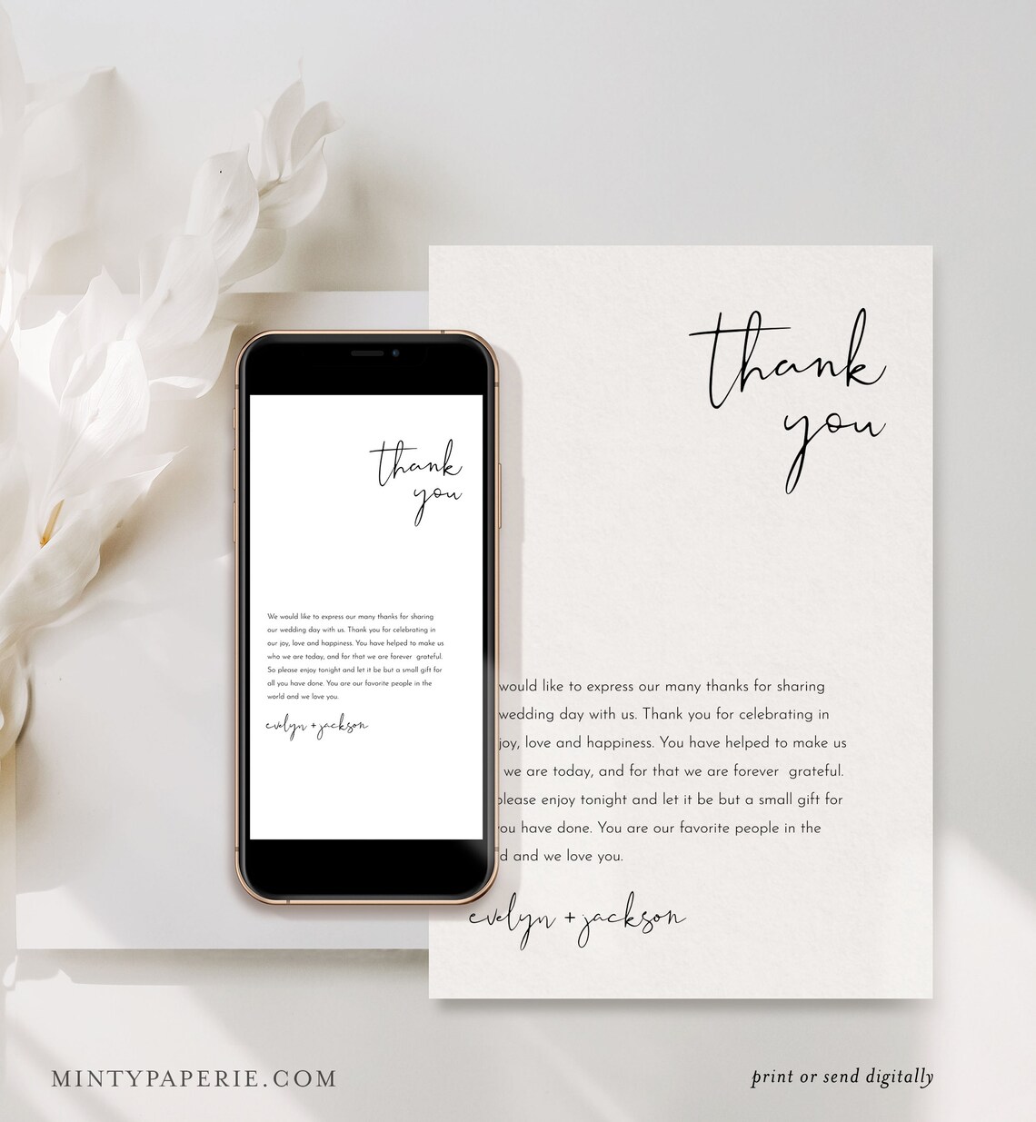 Minimalist Thank You Letter With Photo Modern Napkin Note | Etsy