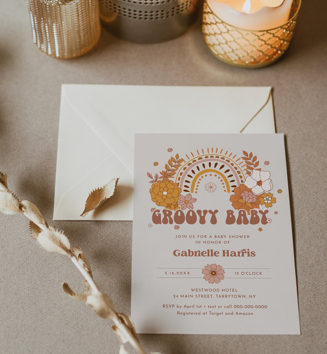 Groovy Baby Shower Invitation, Hippie, Retro, 70's Vibe Baby Shower ...