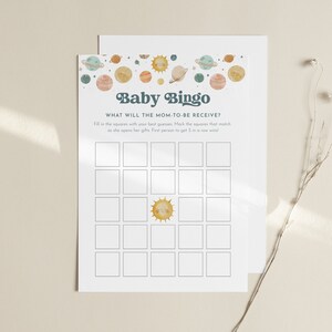 Space Baby Bingo Game, Printable Planets Baby Shower Game Template ...