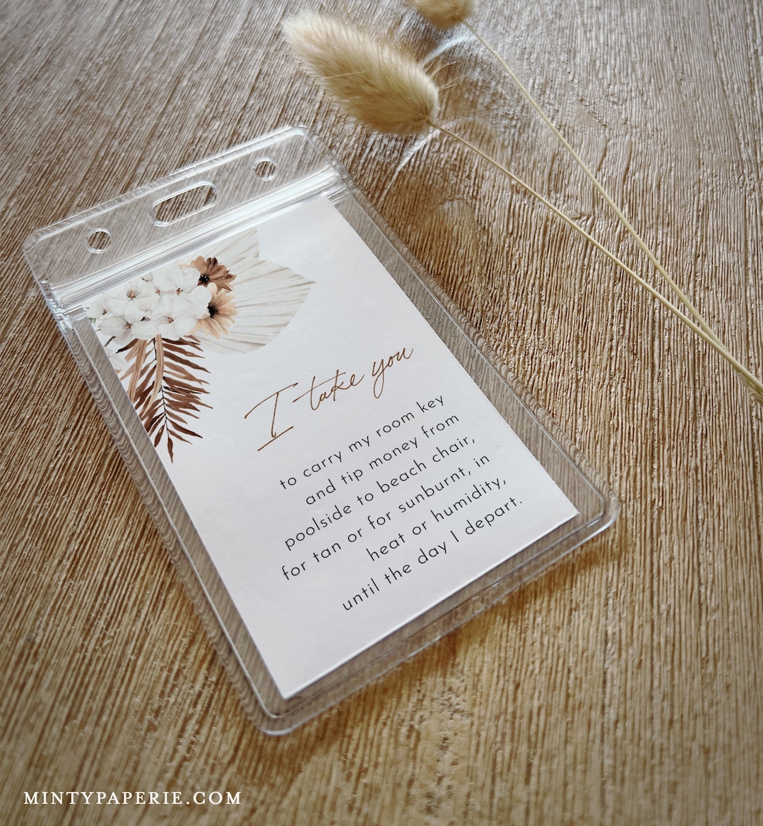 Wedding Room Key Card Tag Template, Printable Bohemian Palm Key Card ...