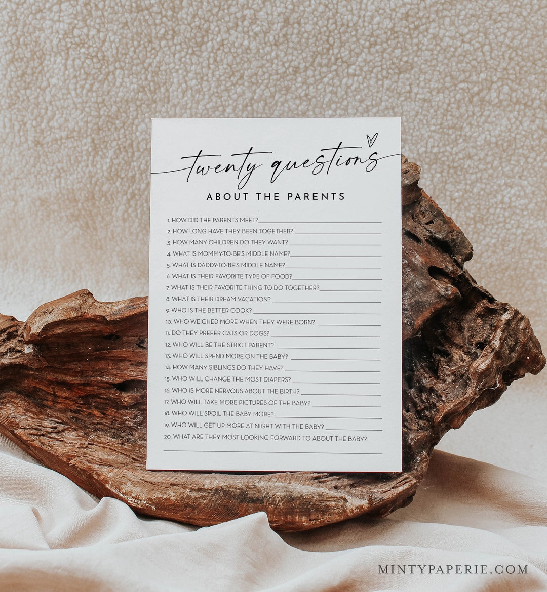 20 Questions About the Parents, Twenty Questions Game, Minimalist Baby ...