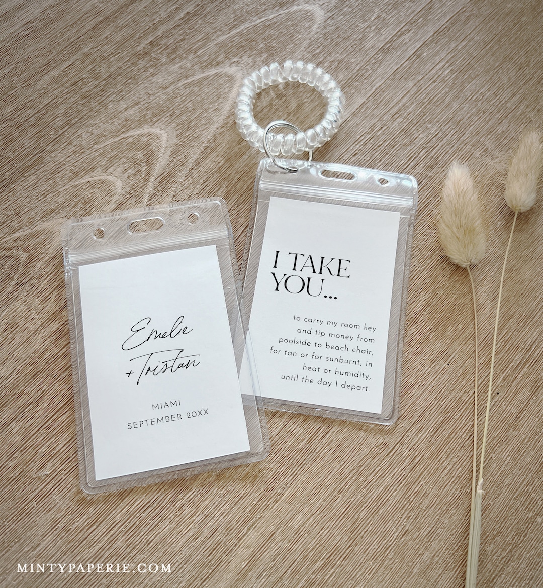 Room Key Card Tag Template, Printable Modern Key Card Pocket ...