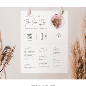 1st Year Baby Sign, Infographic, Baby Stats, 1st Birthday Party ...
