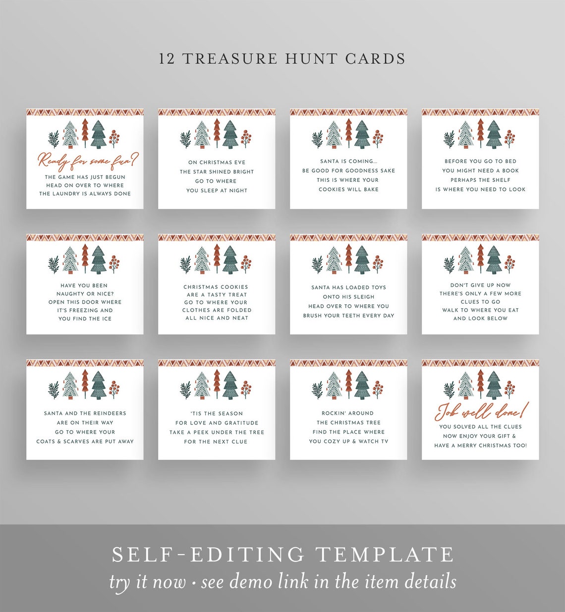 Christmas Treasure Hunt Cards Scavenger Hunt Holiday Party - Etsy