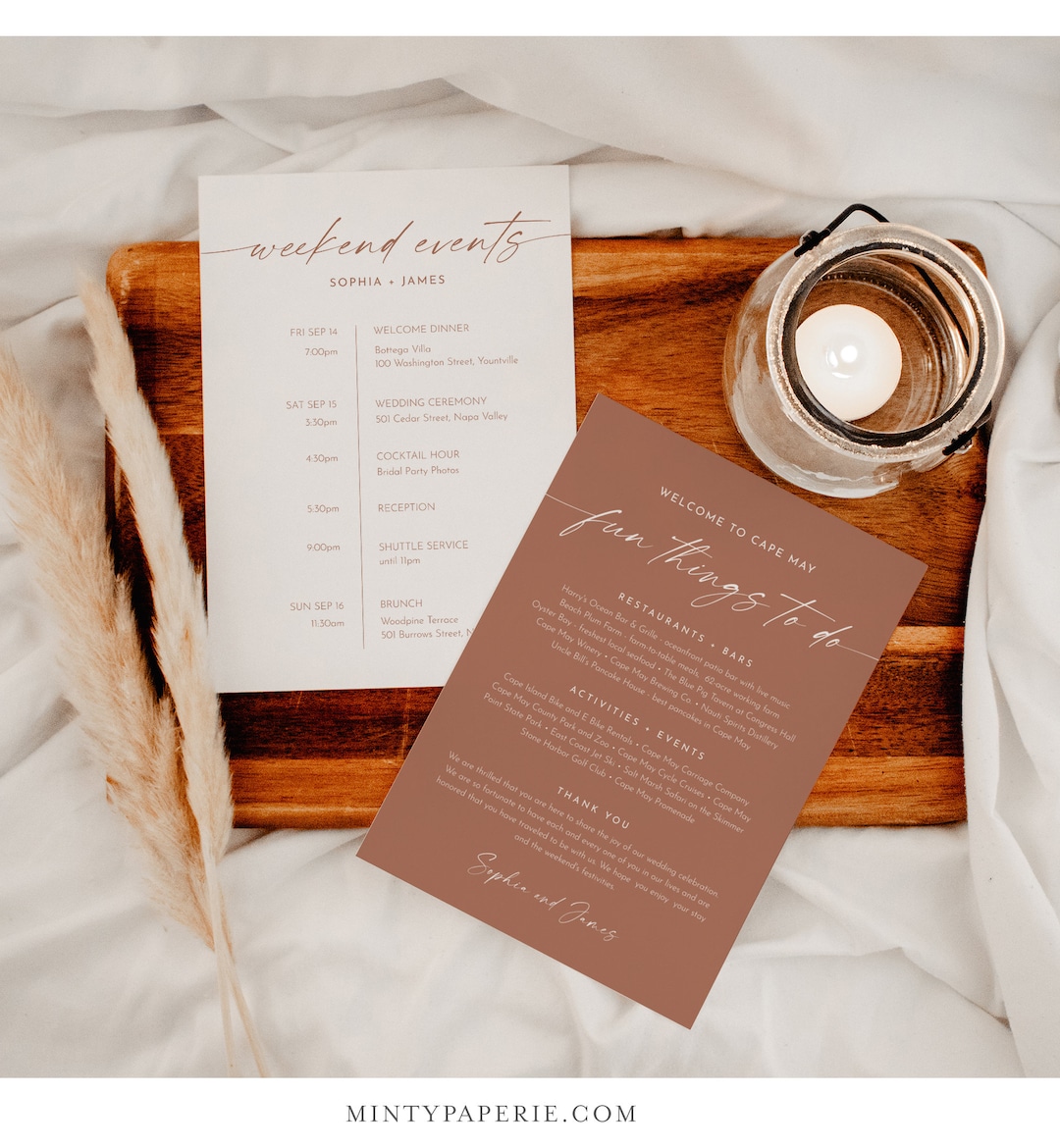 Bohemian Welcome Letter & Timeline Template, Terracotta Wedding ...