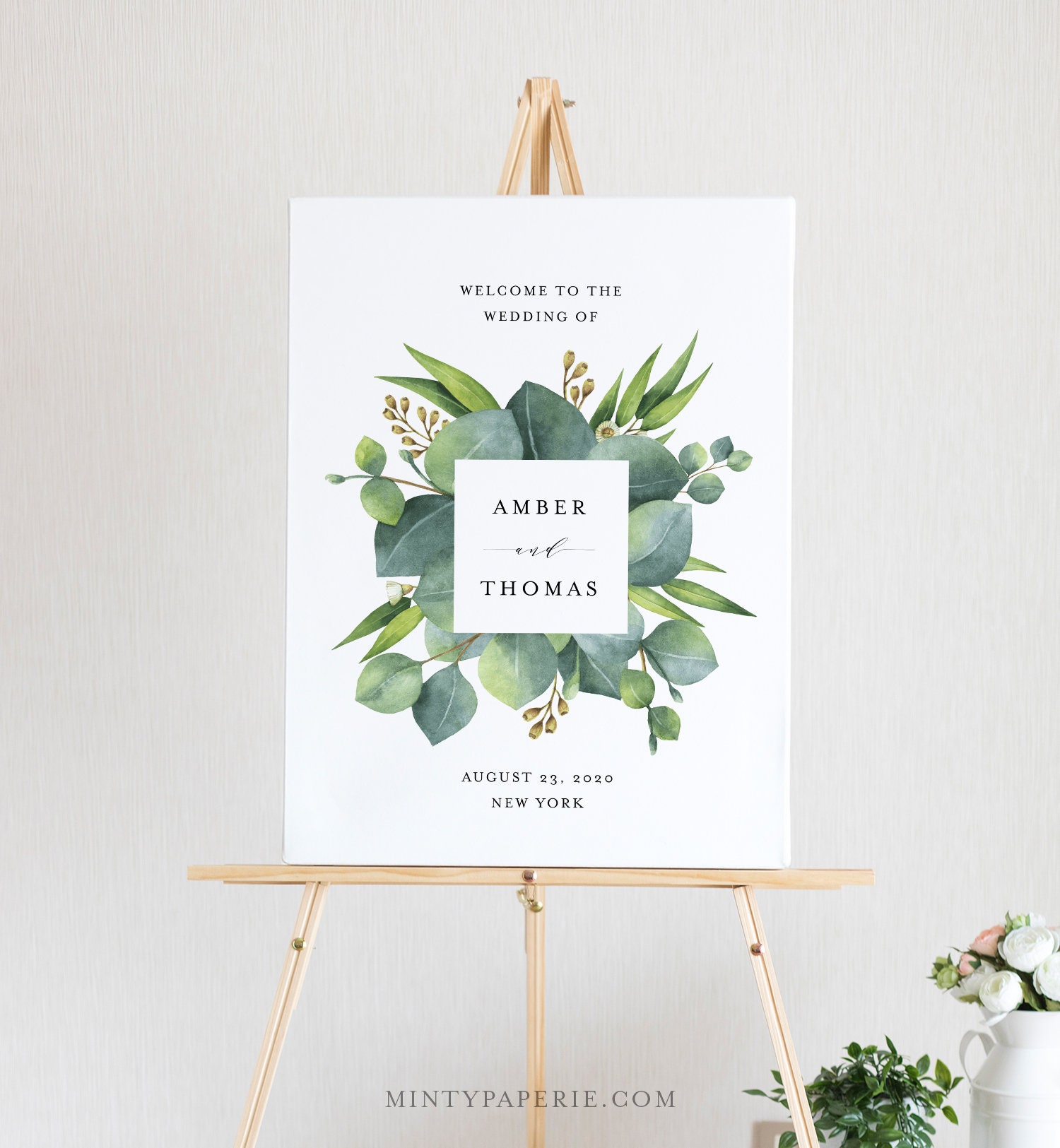 Eucalyptus Welcome Sign Template Printable Greenery Wedding - Etsy