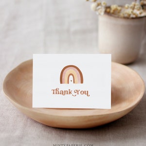 Boho Rainbow Thank You Card, Bohemian, Terracotta, Earth Tones, Retro ...