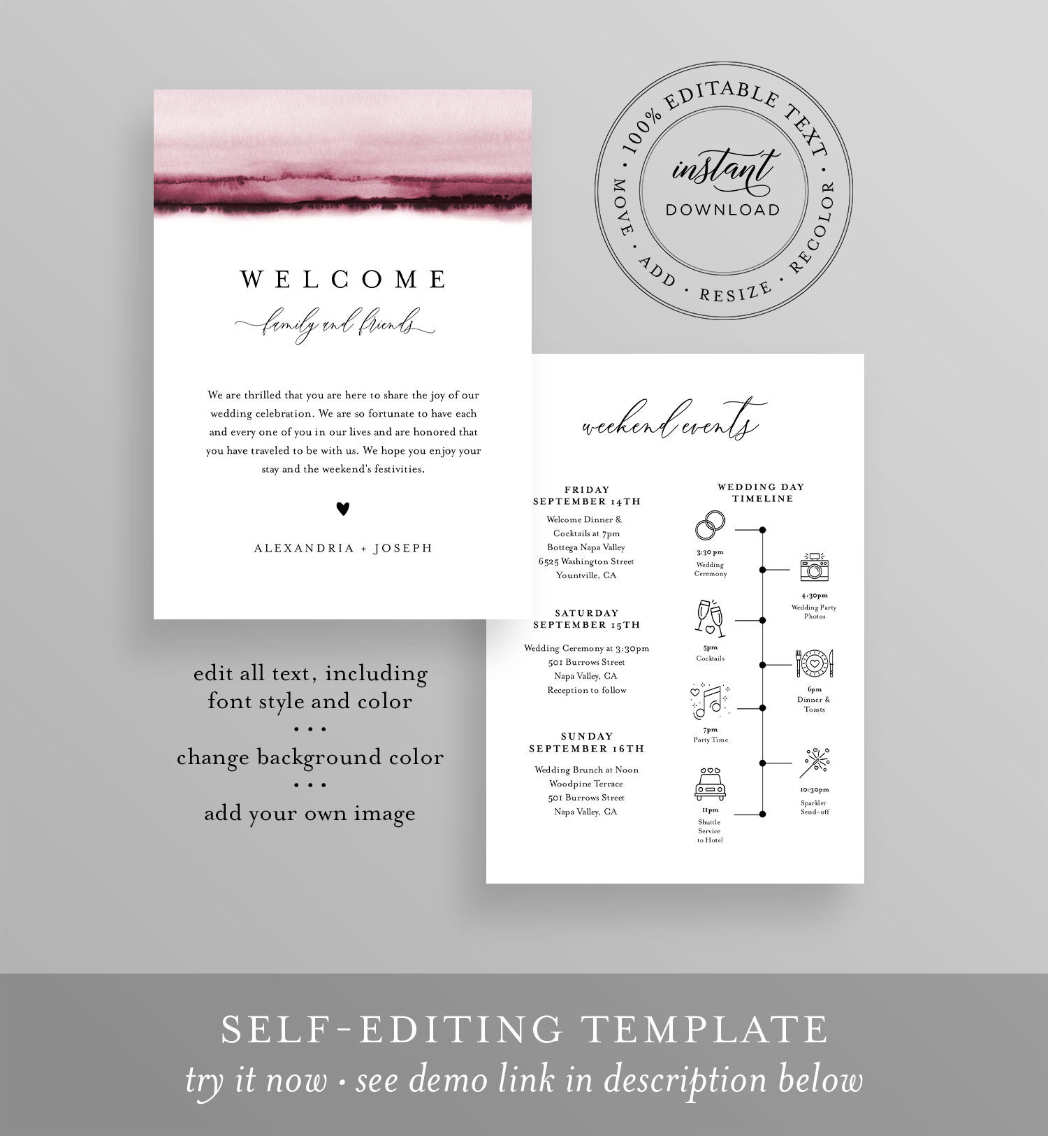 Watercolor Welcome Letter & Timeline Template Minimalist - Etsy