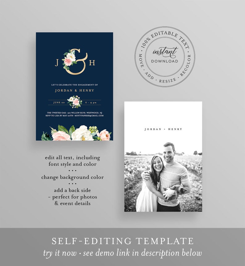 Self-editing Engagement Party Invitation Template INSTANT | Etsy