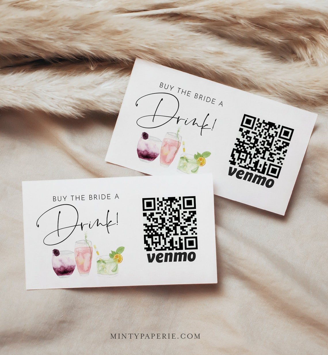 Buy the Bride a Drink, Bachelorette Venmo Card, Paypal, QR Code, Cash ...