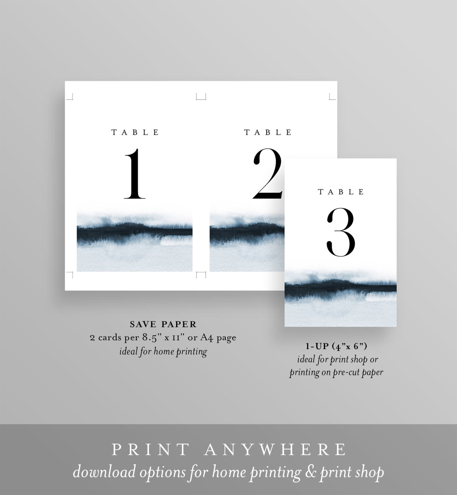 Elegant Table Number Cards Printable Wedding Table Number | Etsy