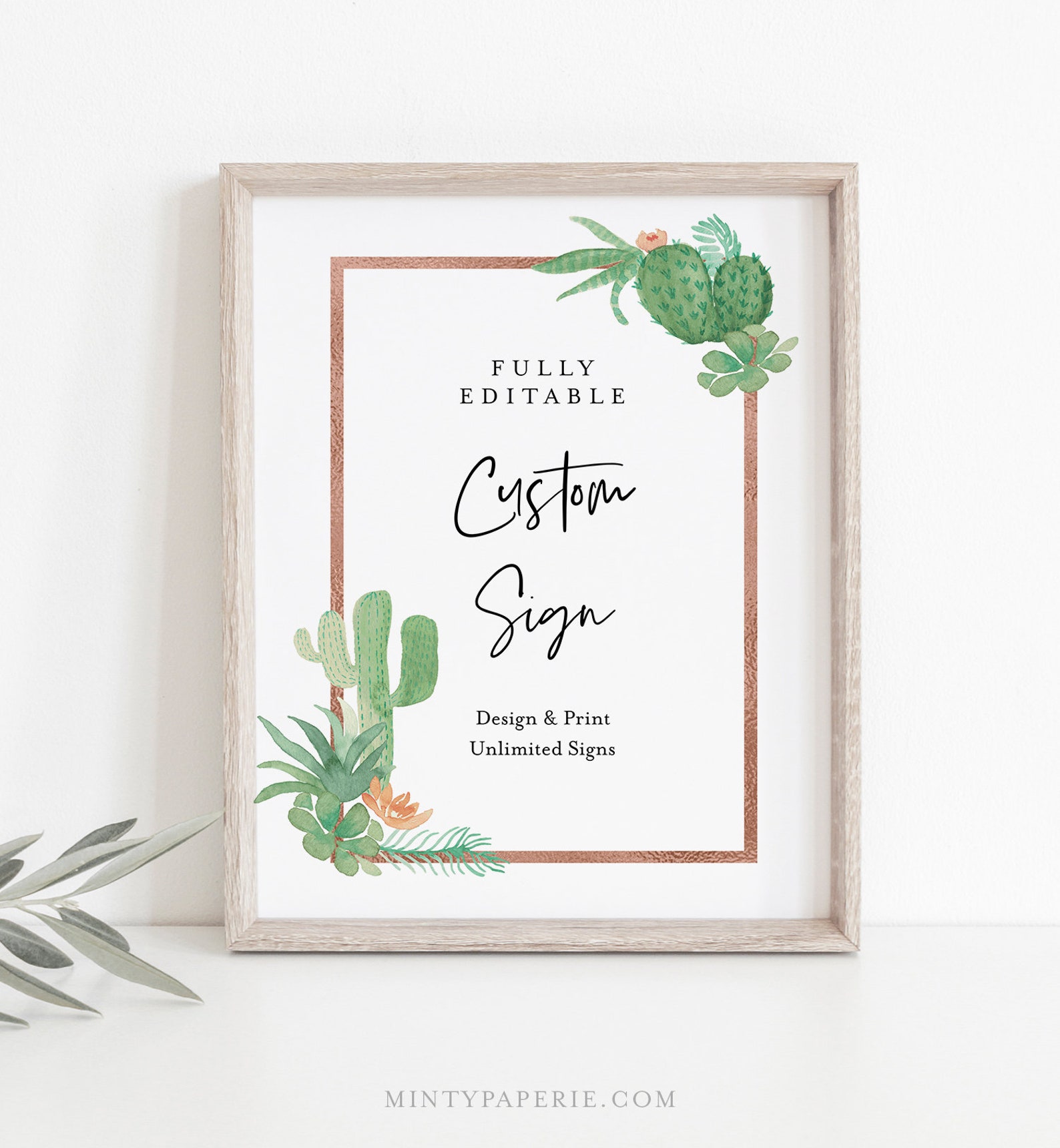 Cactus Custom Sign Template, Succulent Greenery Wedding or Bridal ...