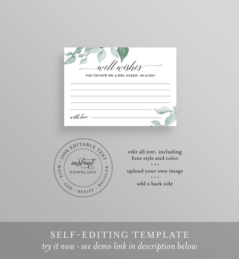 Wedding Well Wishes For Bride And Groom Advice Card Template Etsy Uk