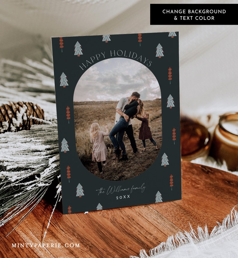 Bohemian Holiday Card Template Hygge Modern Boho Photo - Etsy