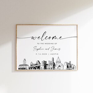 Austin Texas Welcome Sign, City Skyline Wedding Sign, Printable Instant ...