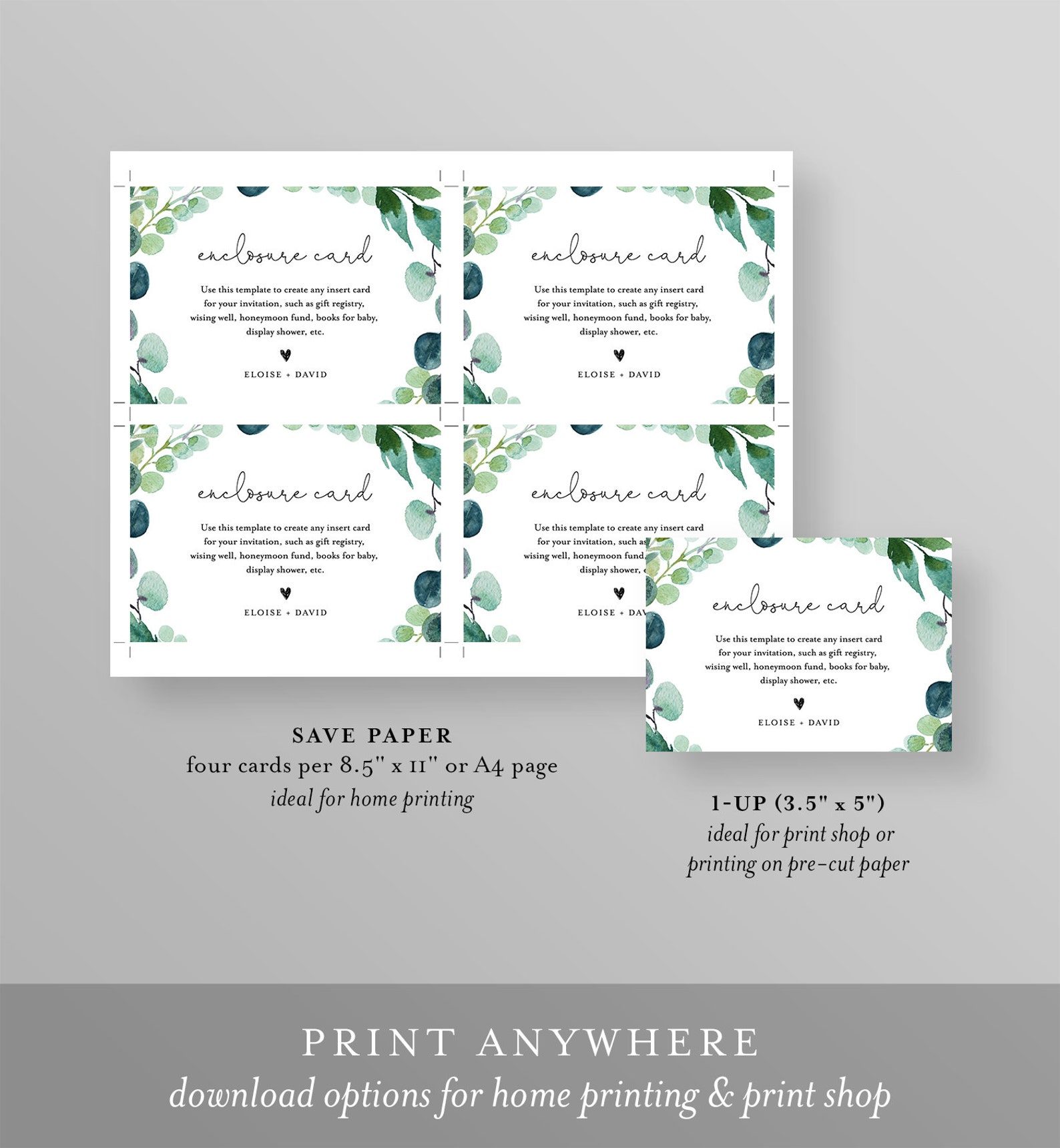 Enclosure Card Template Create Any Insert Card for Wedding - Etsy